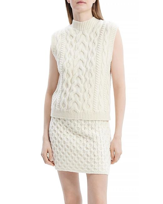 Theory Wool Cashmere Cable Knit Vest in White | Lyst