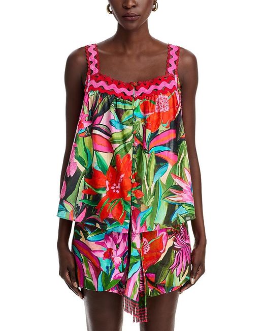 FARM Rio Jardin De Reve Wavy Trim Top in White | Lyst