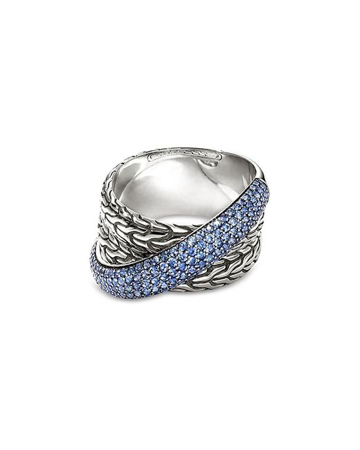 John Hardy Sterling Jh Essentials Sapphire Pave Crossover Statement ...
