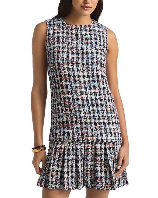 St. John Americana Houndstooth Dress in Blue | Lyst UK