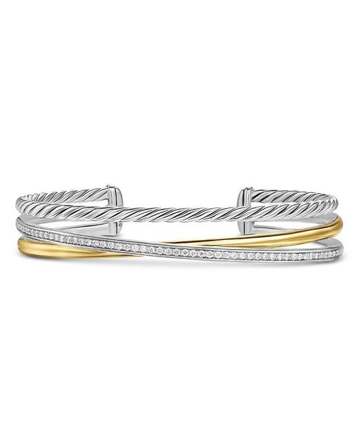 David Yurman Crossover Three Row Bracelet in White | Lyst
