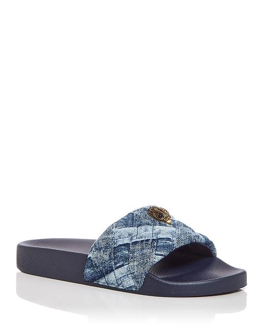 Kurt Geiger Meena Eagle Quilted Slide Sandals in Blue | Lyst