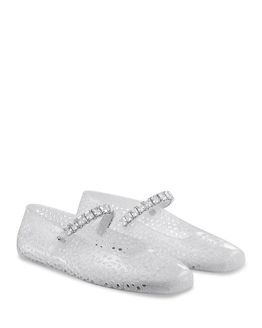 Jimmy Choo The Jelly Transparent Crystal Ballet Flats in White | Lyst