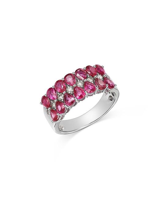 Bloomingdale's Fine Collection Ruby & Champagne Diamond Triple Row Ring in Pink | Lyst