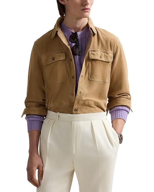 Polo Ralph Lauren Suede Shirt Jacket in Brown for Men | Lyst