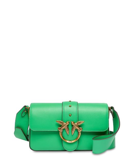 Pinko Love One Mini Slouch Leather Crossbody Bag in Green | Lyst UK