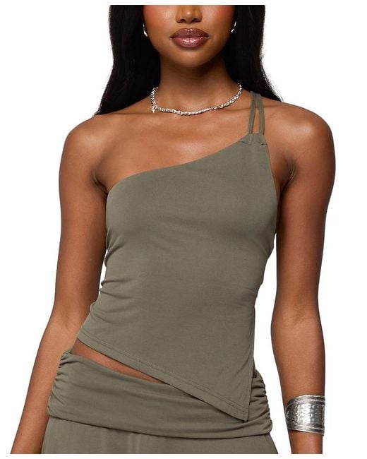 Edikted Janah Asymmetric One Shoulder Backless Top in Green | Lyst