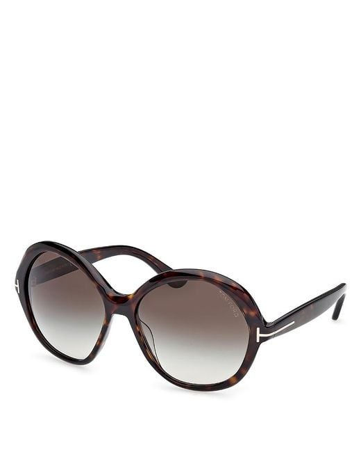 Tom Ford Round Sunglasses, 60Mm in Metallic | Lyst UK