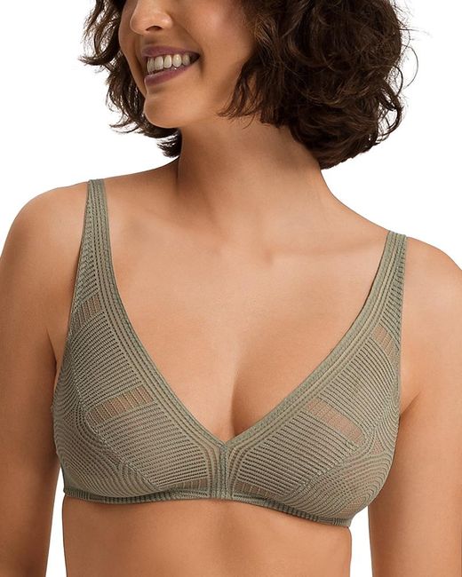 Hanro Martha Lace Soft Cup Bra in Green | Lyst