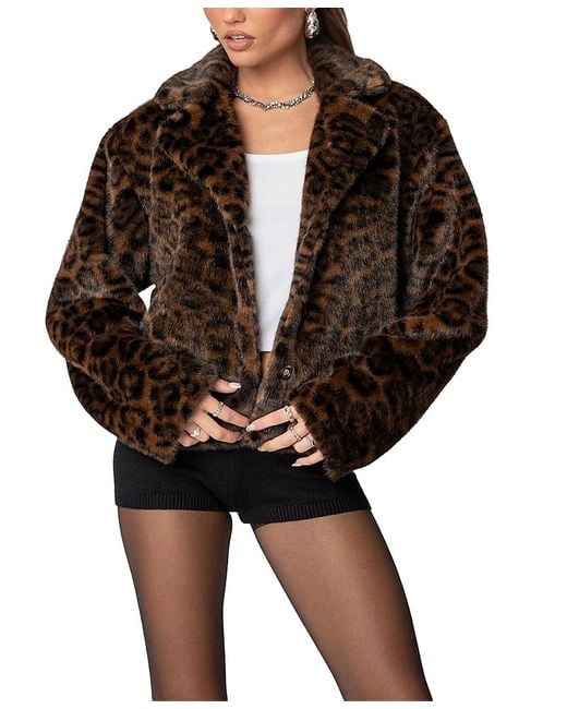 Edikted Lady Leopard Jacket in Brown | Lyst