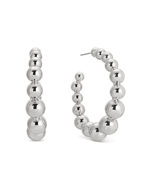 Ettika Bubble Graduated Medium Hoop Earrings in White | Lyst UK