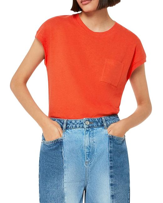 Whistles Ember Linen Mix Pocket Tee in Orange | Lyst UK