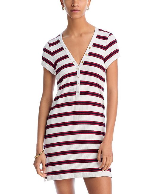 Robin Piccone Amy Striped Shirt Dress Swim Cover-Up in Red | Lyst UK