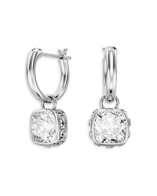 Swarovski Stilla Square Dangle Hoop Earrings in White | Lyst