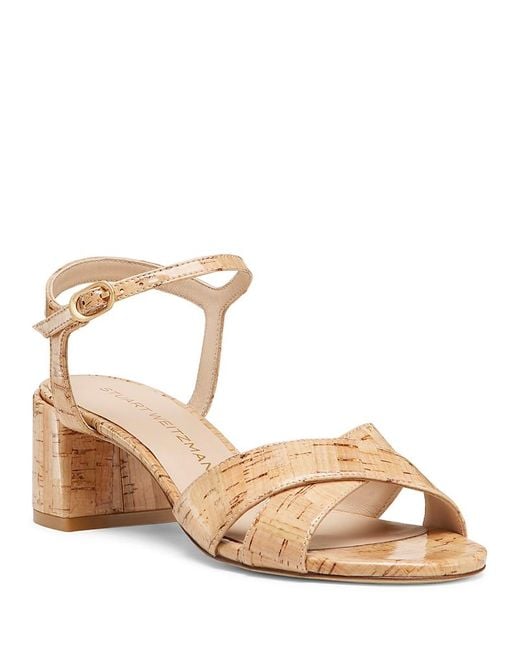 Stuart Weitzman Dayna Block 50 Sandals in Metallic | Lyst