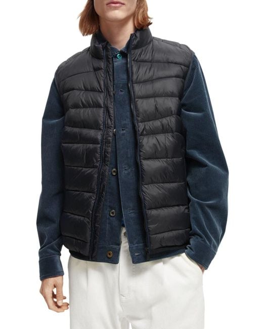 Scotch And Soda Synthetic Lightweight Quilted Body Warmer Vest In Night