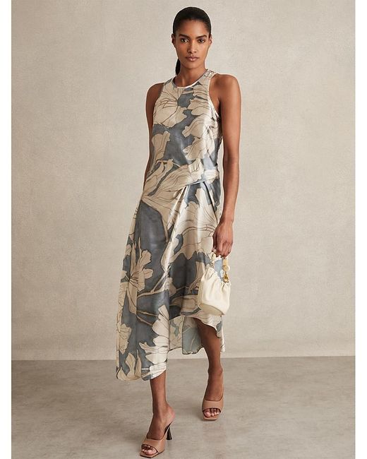 Reiss Mieke Draped Occasion Dress in Natural | Lyst