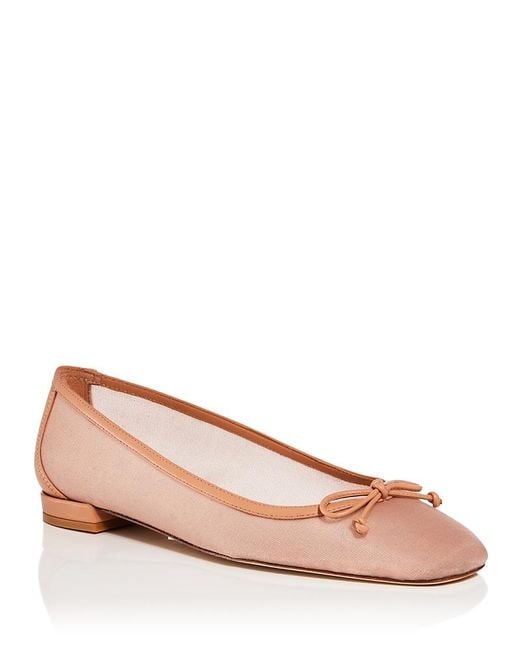 Stuart Weitzman Arabella Mesh Bow Ballet Flats in Pink | Lyst