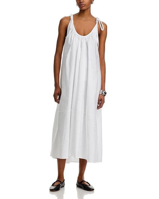 Co. Gathered Midi Dress in White | Lyst