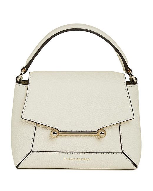 Strathberry Mosaic Nano Leather Top Handle Bag in White | Lyst