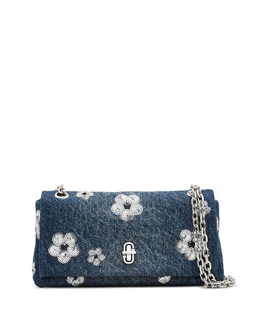 Marc Jacobs The Sequin Daisy Denim Dual Chain Wallet in Blue | Lyst