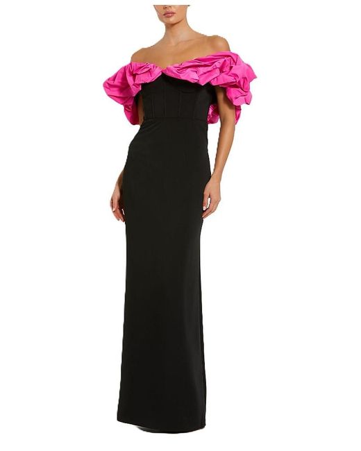 Mac Duggal Crepe & Faille Off The Shoulder Gown in Red | Lyst