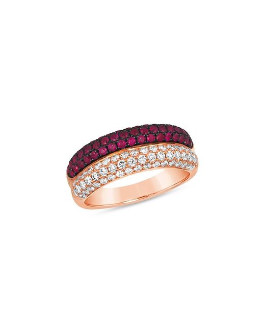 Bloomingdale's Fine Collection Ruby & Diamond Double Row Ring in Pink ...