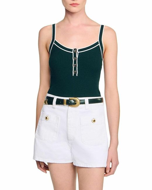 Sandro Two Tone Knit Tank in Blue | Lyst UK