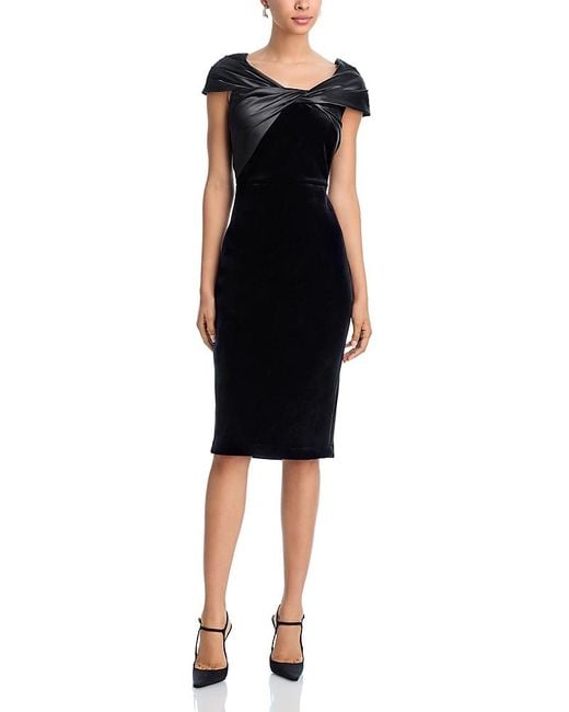 Eliza J Wrap Neckline Cocktail Dress in Black | Lyst UK