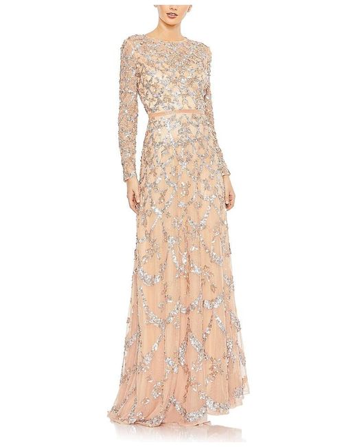 Mac Duggal Embellished Formal Evening Dress in Natural | Lyst