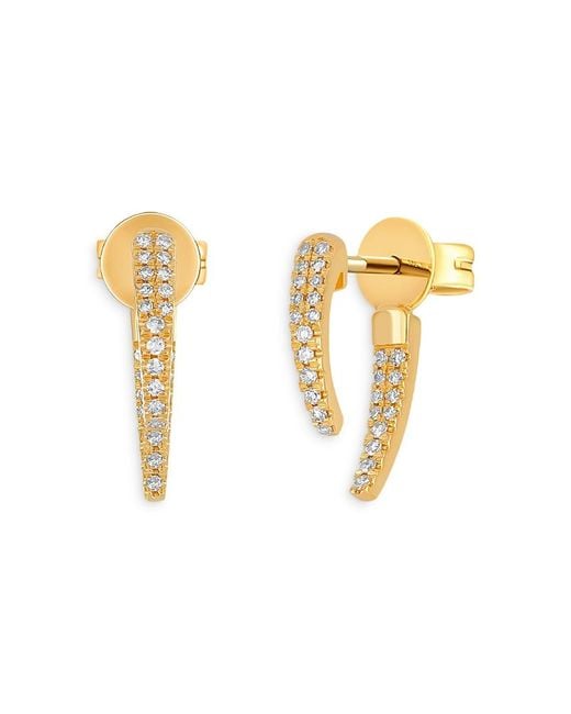 EF Collection 14K Diamond Front Back Earrings in Metallic | Lyst