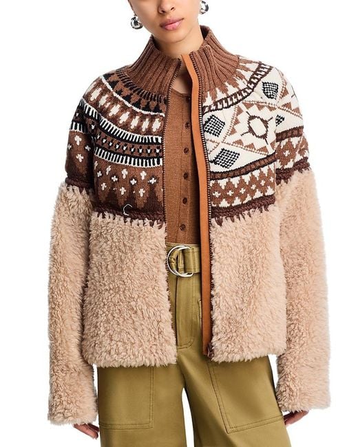 Sea Linea Fair Isle Jacket in Brown | Lyst UK