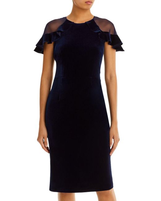 Eliza J Velvet Ruffle Sleeve Dress In Black Lyst