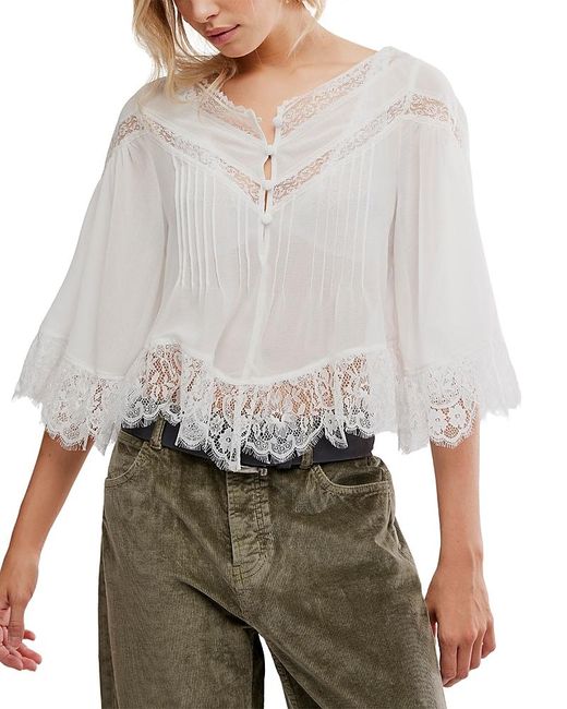 Free People Bali Midnight Rain Lace Top in White | Lyst UK