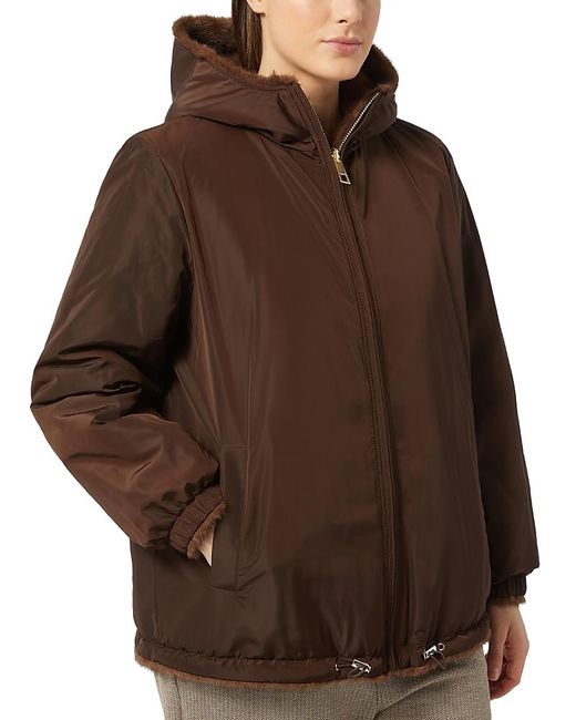 Marina Rinaldi Marina Minaldi Caprera Faux Fur Trim Reversible Jacket