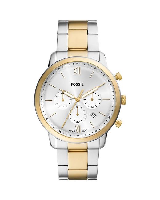 Fossil Neutra Chronograph Two Tone Stainless Steel Watch, 44Mm in Metallic for Men | Lyst