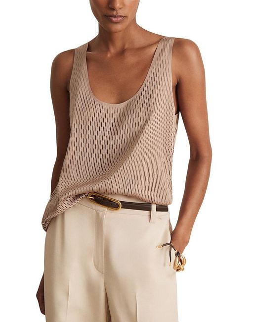 Reiss Atelier Isabelle Laser Cut Tank in Brown | Lyst