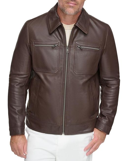 Andrew Marc Halen Leather Jacket in Brown for Men | Lyst