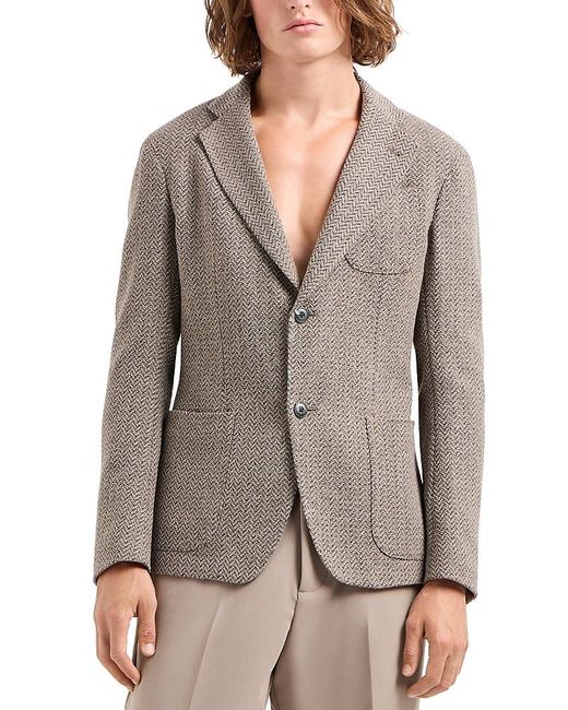 Emporio Armani Modern Fit Knit Herringbone Sport Jacket in Gray for Men ...