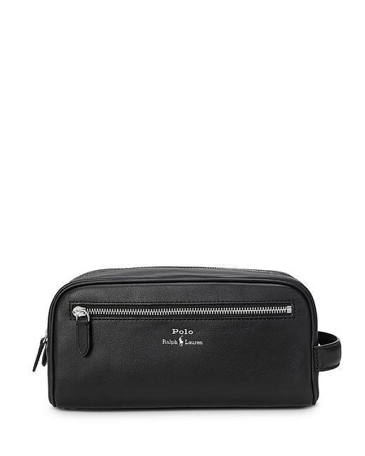 Polo Ralph Lauren Smooth Leather Travel Case in Black for Men | Lyst
