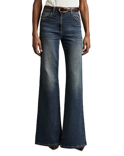 Reiss Bonnie High Rise Flare Leg Jeans in Blue | Lyst