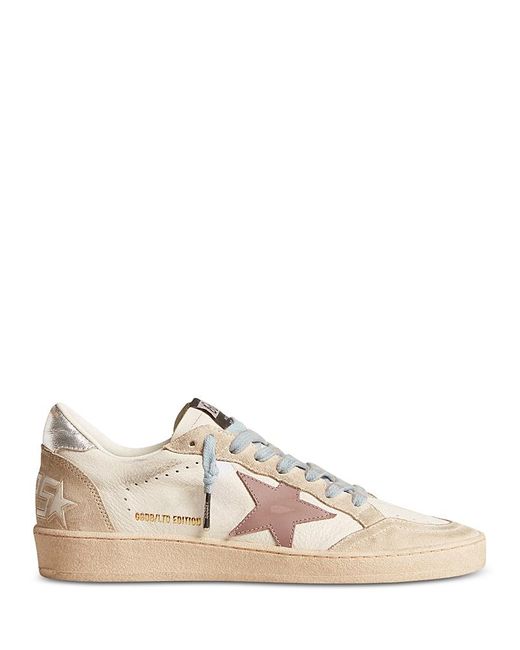 Golden Goose Ballstar Almond Toe Star Patch Sneakers in Natural | Lyst UK
