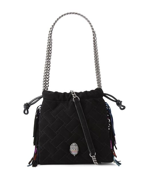 Kurt Geiger Kensington Small Suede Drawstring Bag in Black | Lyst