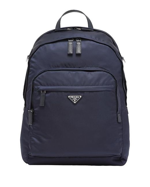 Prada Re-Nylon And Saffiano Leather Backpack in Blue for Men | Lyst