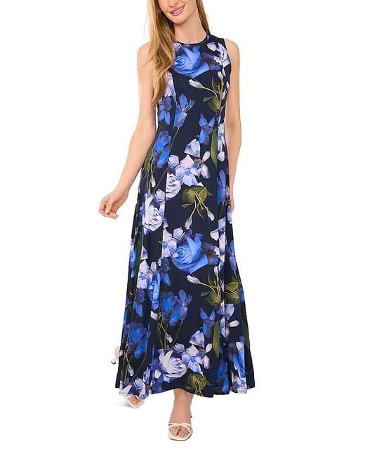 Ted Baker Floral Sleeveless Maxi Dress in Blue | Lyst