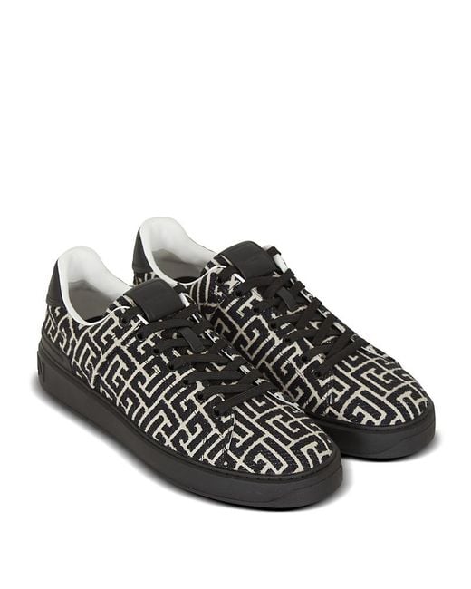 Balmain Monogram B-Court Trainers in Black for Men | Lyst