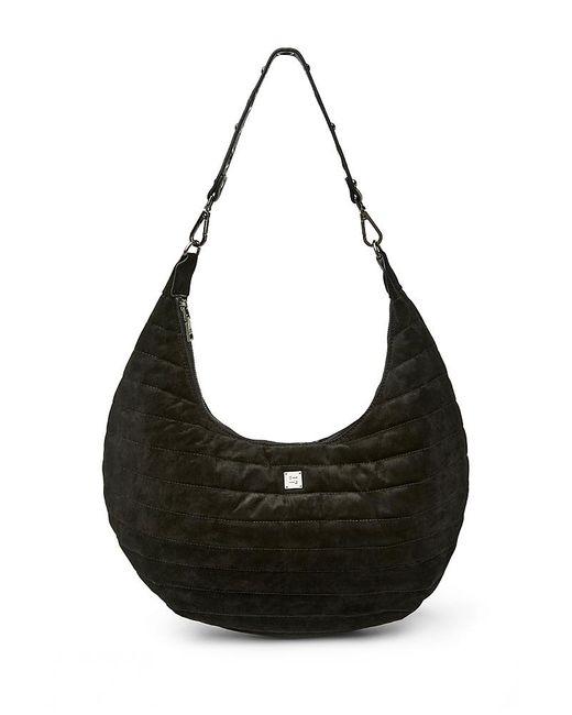 Think Royln Moonbeam Medium Quilted Suede Shoulder Bag in Black | Lyst UK