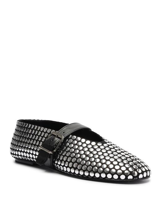 SCHUTZ SHOES Eiza Studded Buckled Flats in Black | Lyst