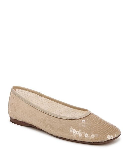 Vince Leah Sequin Ballet Flats in Natural | Lyst