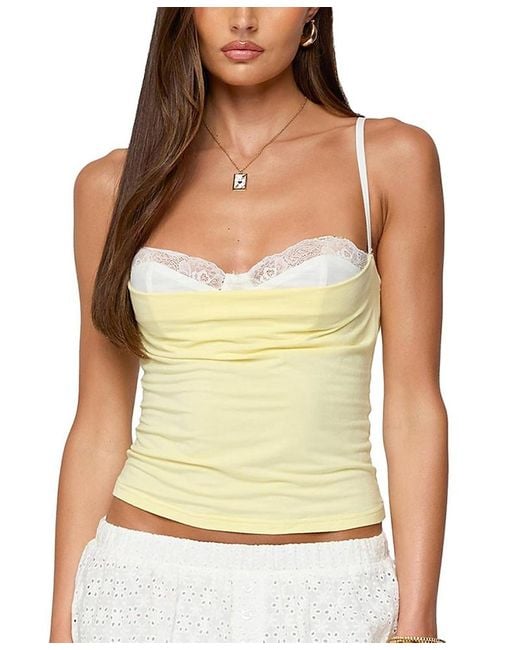 Edikted Linnea Layered Contrast Lacey Bra Top in Yellow | Lyst